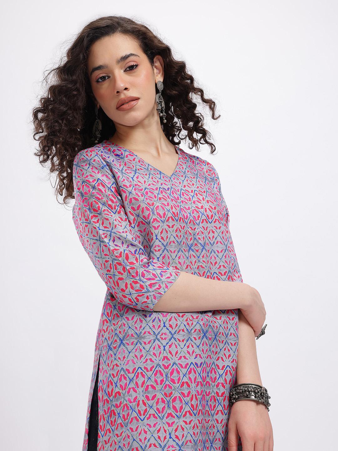 Buy Anouk Rustic Ethnic Motifs Printed V Neck Kurti - Kurtis for Women ...