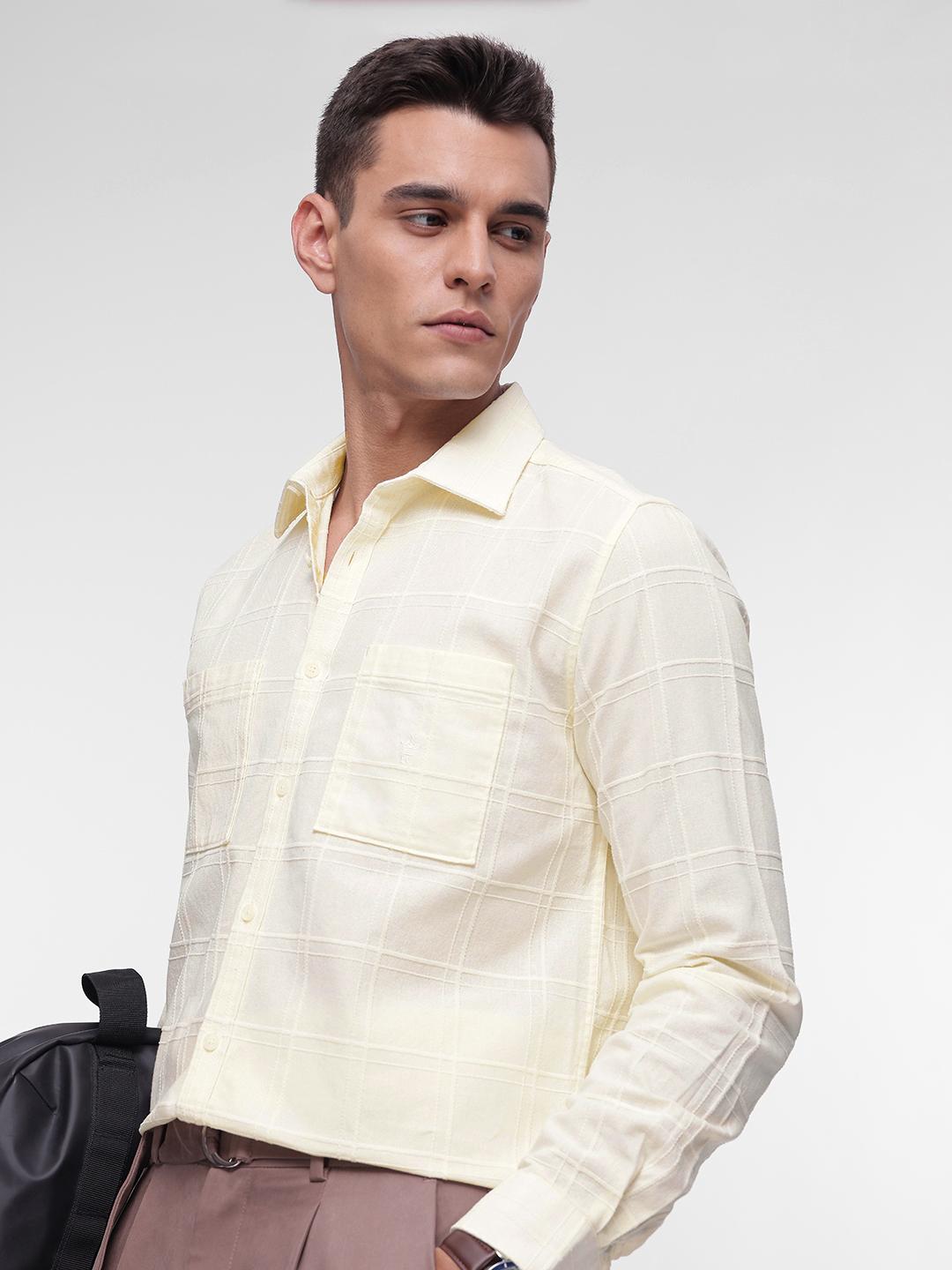 Buy French Connection Slim Fit Checked Textured Pure Cotton Casual ...