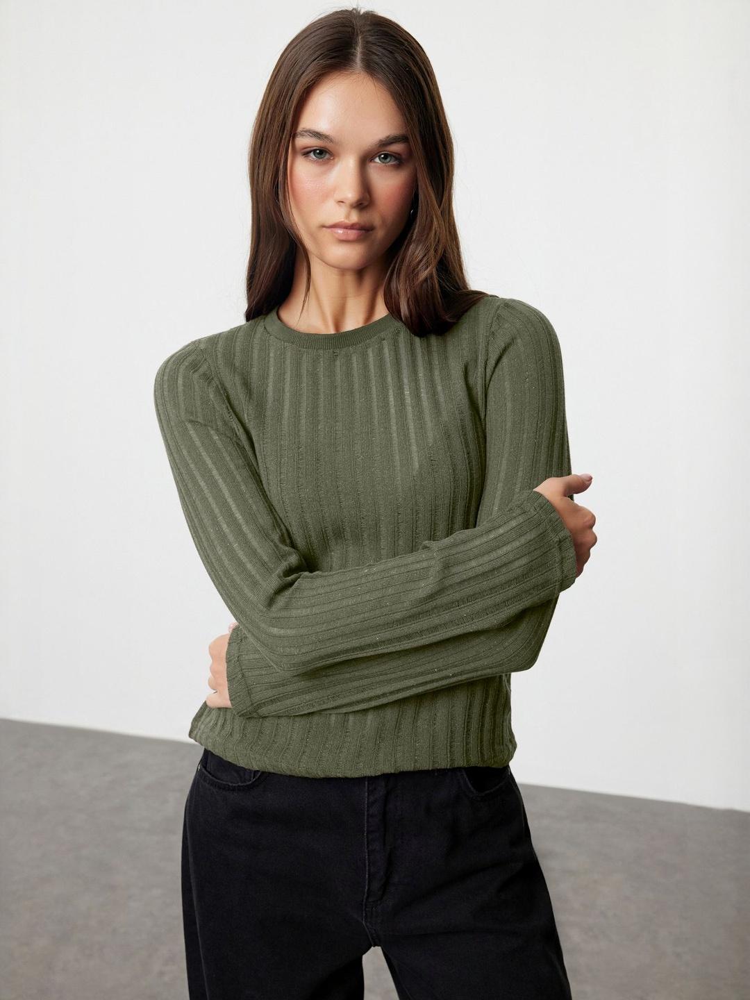 Buy Trendyol Women Ribbed Fitted Top - Tops for Women 36745101 | Myntra