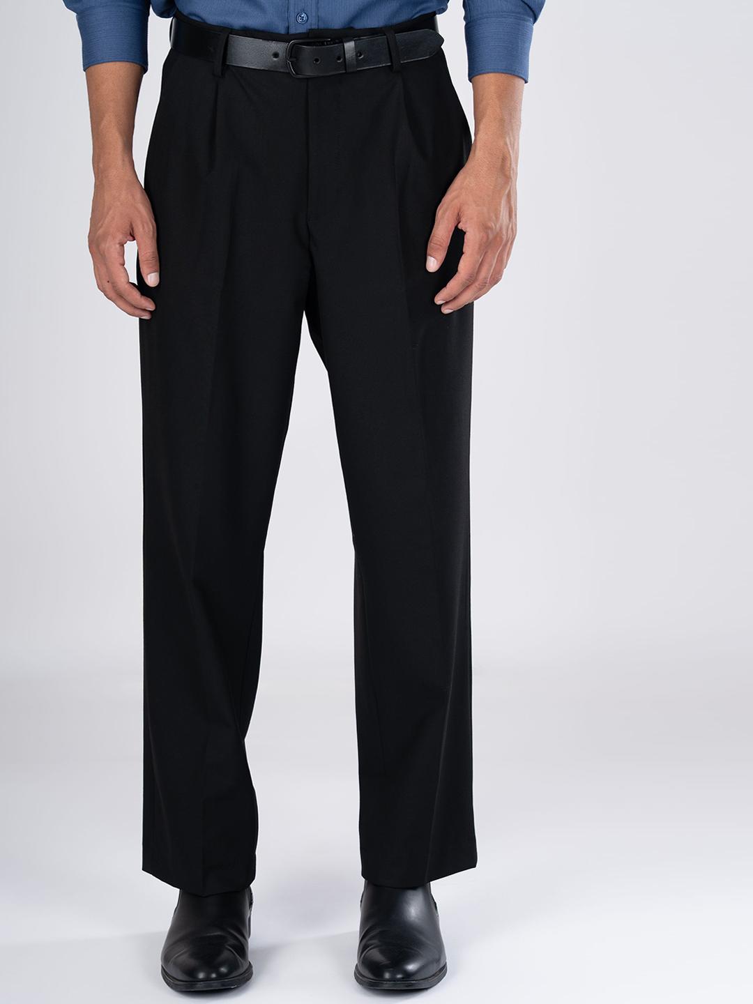 Buy Tailoraedge Men Relaxed Fit Mid Rise Wrinkle Free Formal Trousers ...