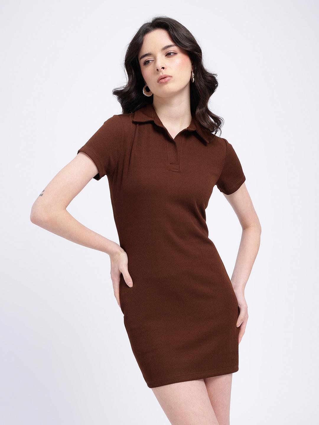 Buy Glitchez Polo Collar Bodycon Mini Dress - Dresses for Women ...