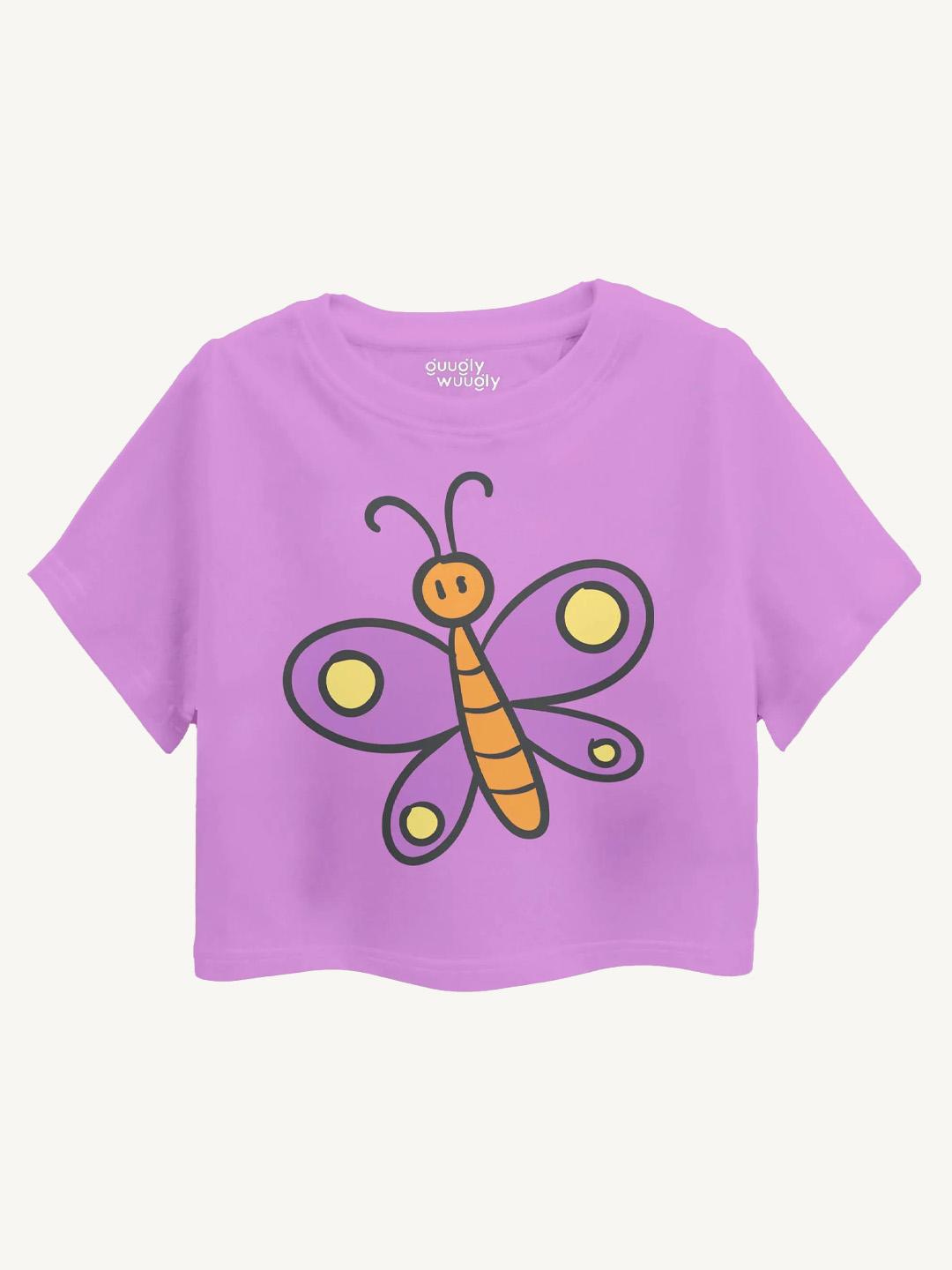 Buy Guugly Wuugly Girls Butterfly Super Soft Combed Compact Cotton Crop ...