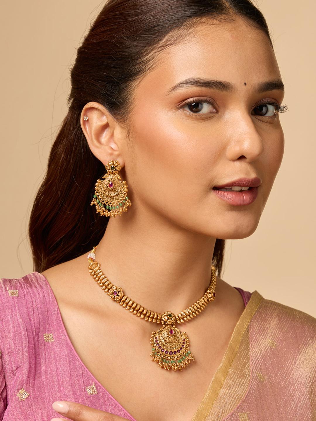 Buy Kushal's Fashion Jewellery Women Gold Plated Beaded Ethnic Antique ...
