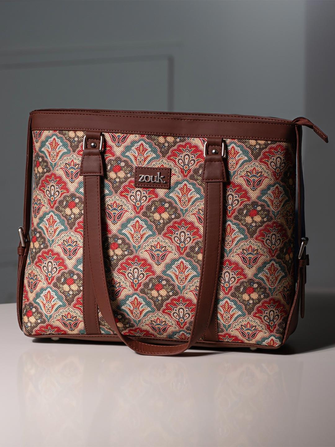 Buy ZOUK Women Multicoloured Ethnic Motifs Printed Laptop Tote Bag ...