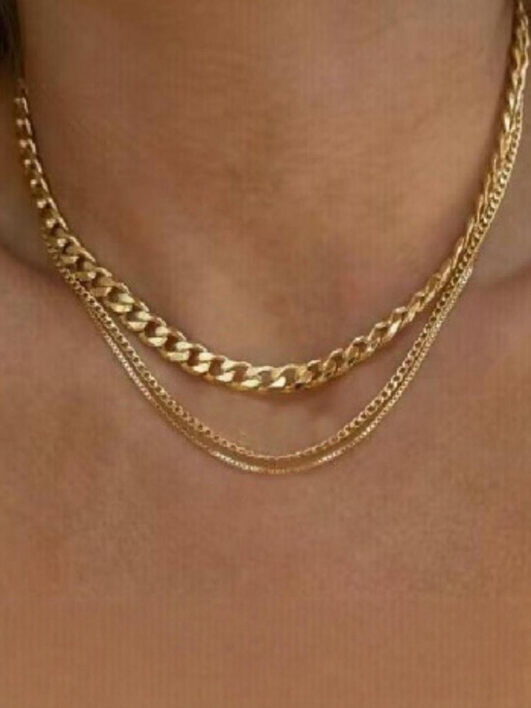 Buy Nui Gold Plated Korean Layered Minimal Chain - Necklace And Chains ...
