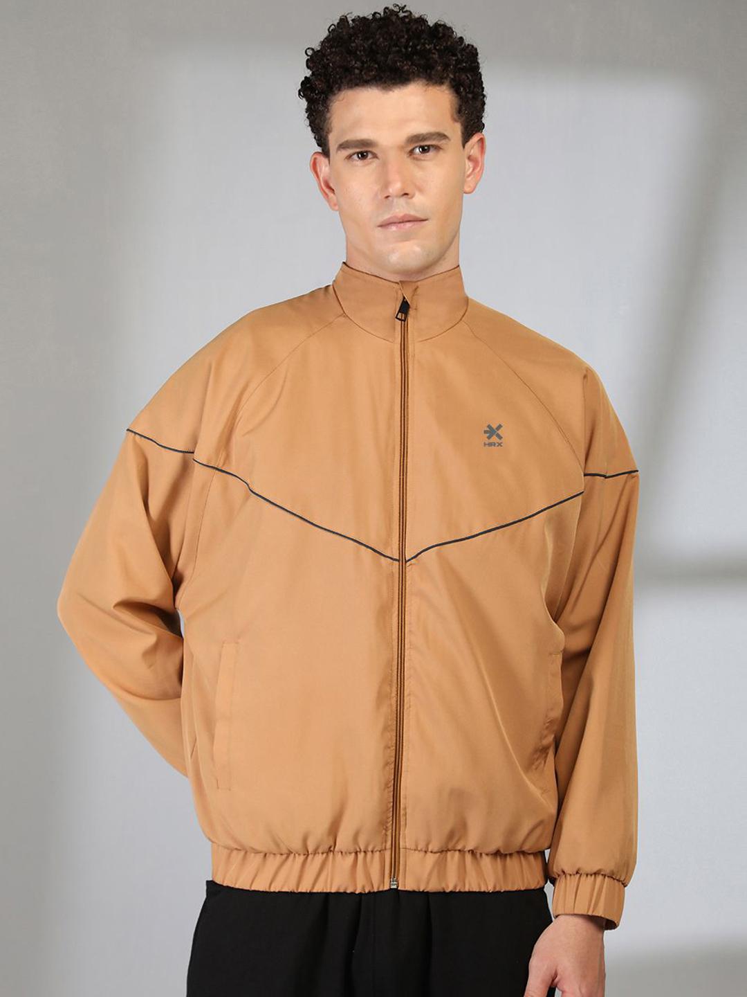 Buy HRX By Hrithik Roshan Men Stand Collar Solid Windcheater Bomber ...