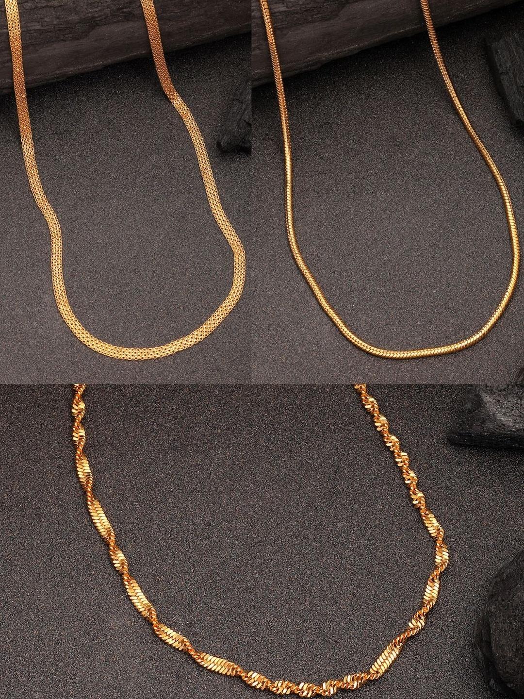 Buy Anouk Set Of 3 Gold Plated Minimal Chain - Necklace And Chains for ...