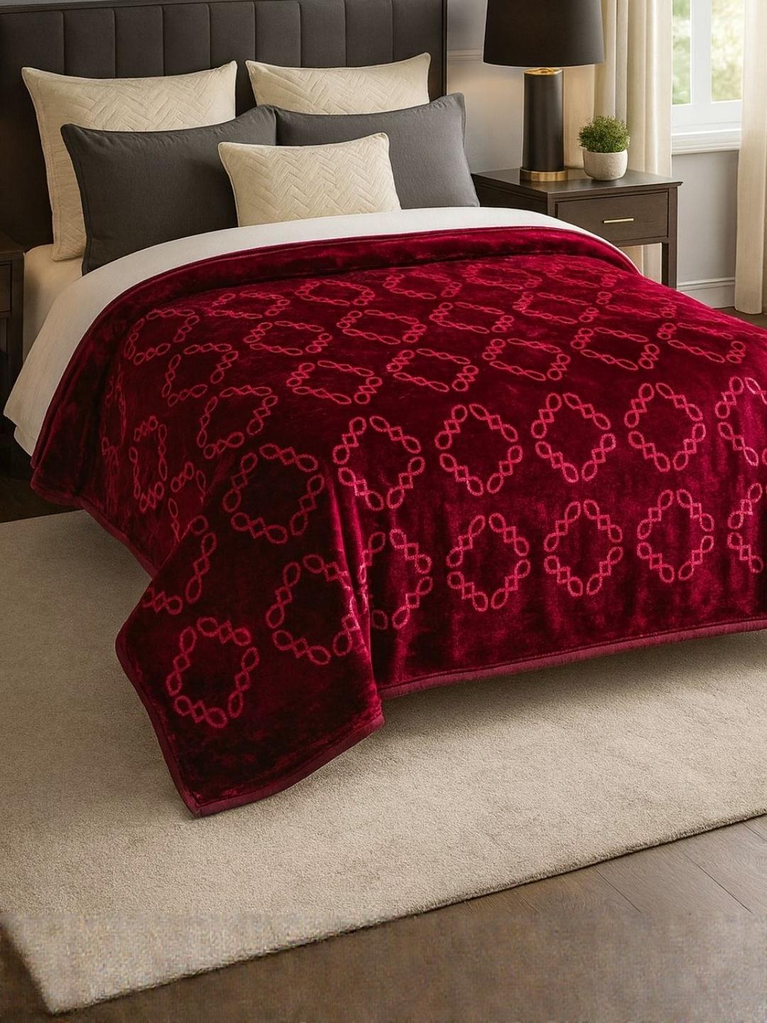 Buy Signature Maroon 600 GSM Solid Polyester Mild Winter Double Bed ...