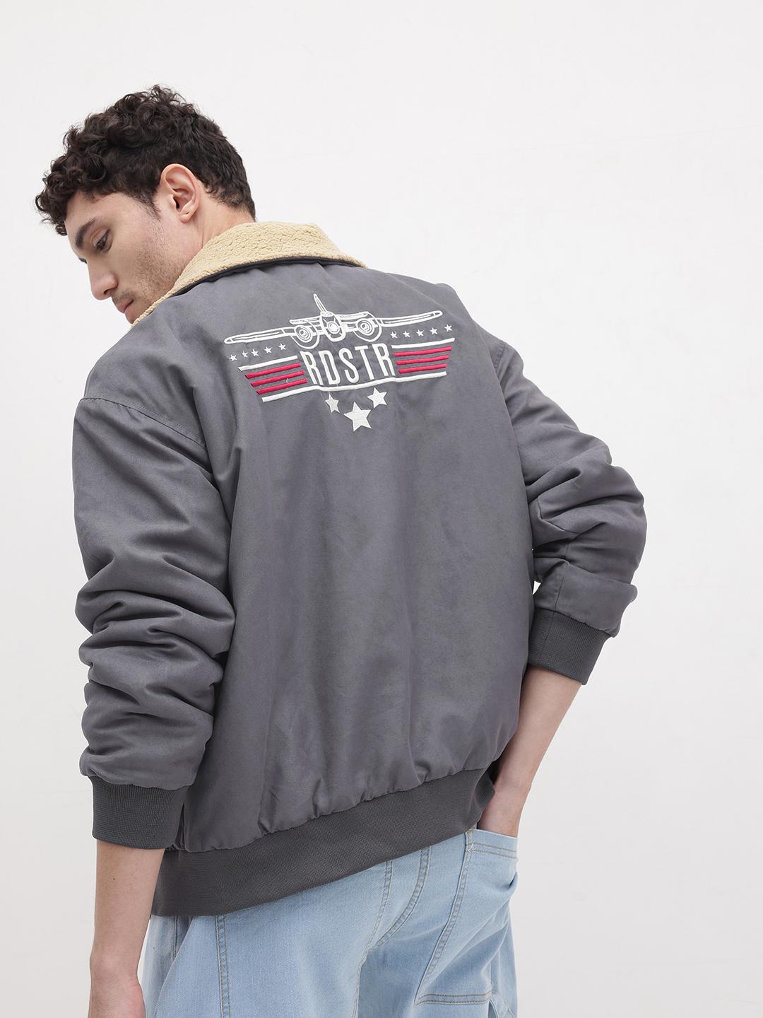Buy The Roadster Life Co. Faux Fur Trim Suede Finish Bomber Jacket ...