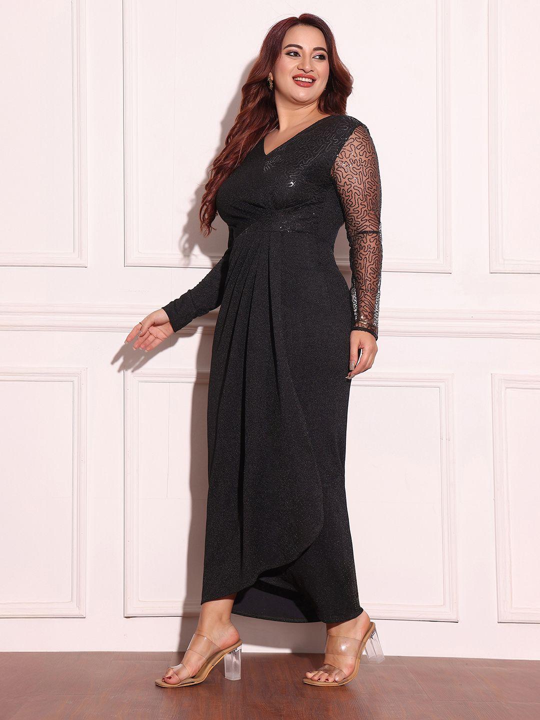 Buy Miss Chase A+ Women Embellished Sequined Georgette Midi Dress ...