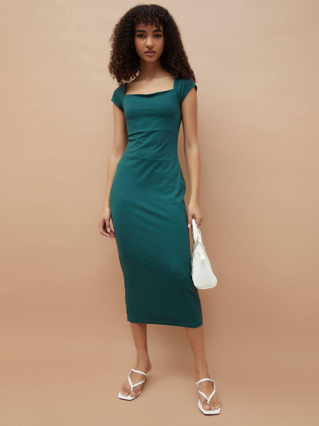 Buy Ginger By Lifestyle Square Neck Sheath Midi Dress - Dresses for ...