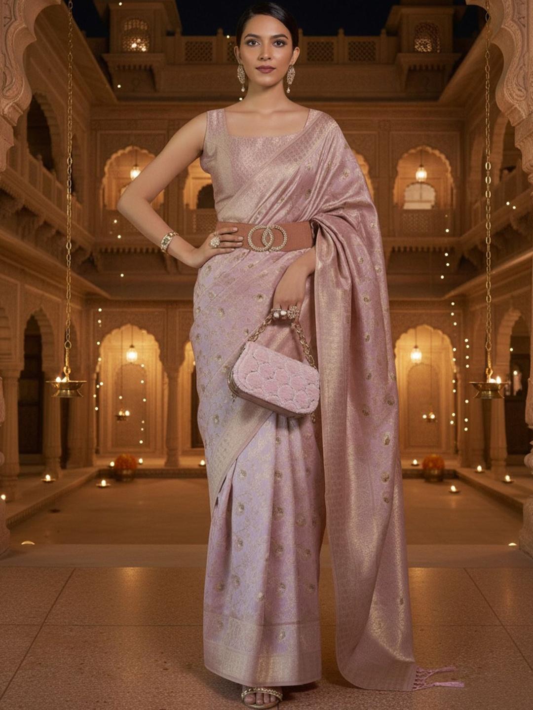 Buy Anouk Ethnic Motifs Woven Design Zari Banarasi Saree - Sarees for ...