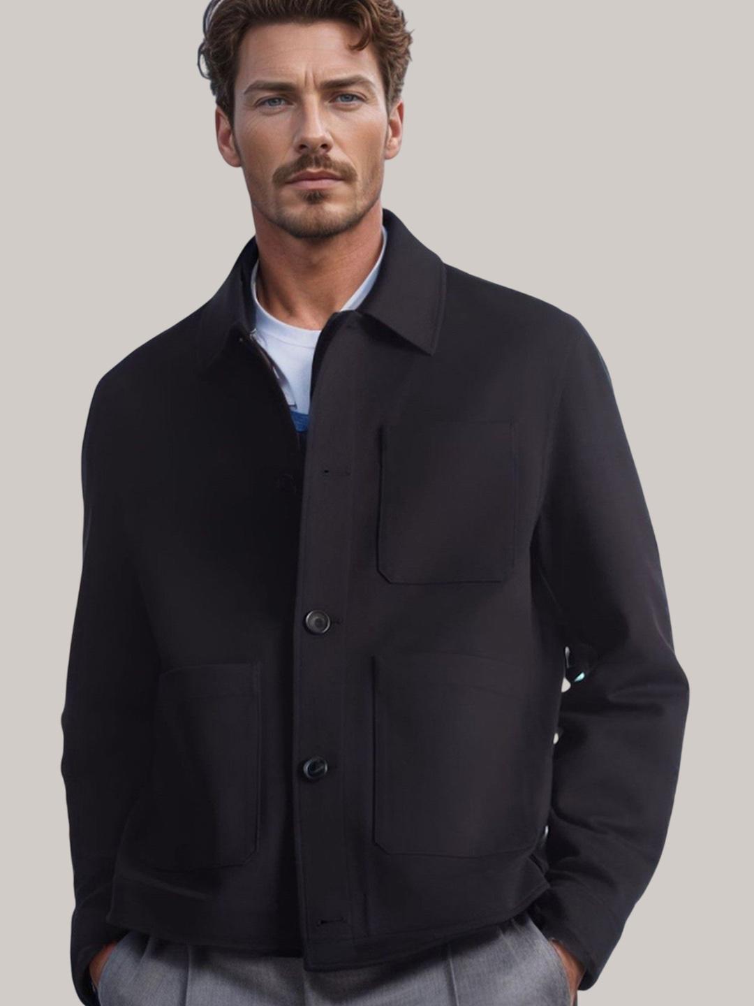 Buy Mast & Harbour Men Spread Collar Solid Tailored Shacket - Shackets ...