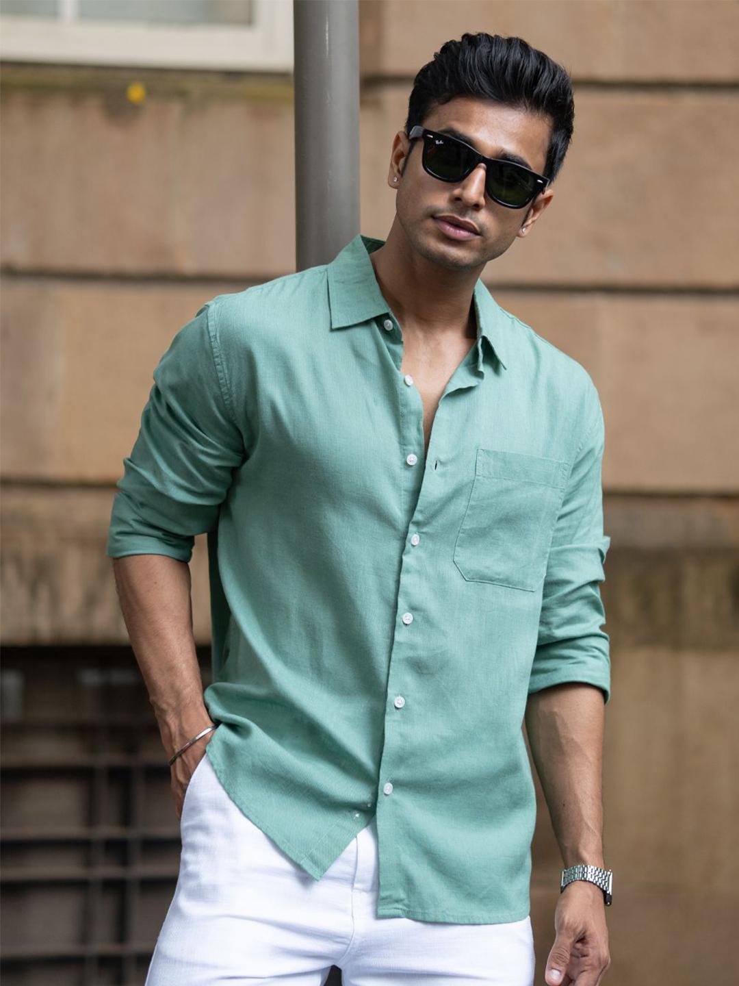 Buy Powerlook Men Solid Spread Collar Casual Shirt - Shirts for Men ...
