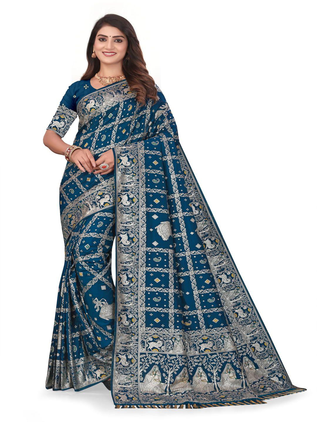 Buy Bindi Fashion Ethnic Motifs Woven Design Zari Banarasi Saree ...
