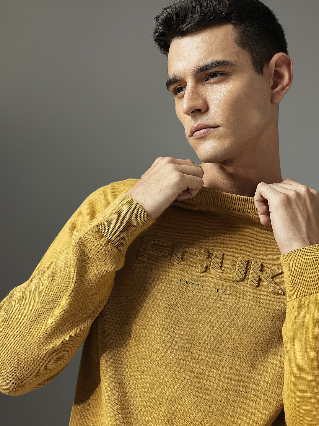Buy FCUK Pure Cotton Brand Logo Embossed Pullover Sweater - Sweaters ...