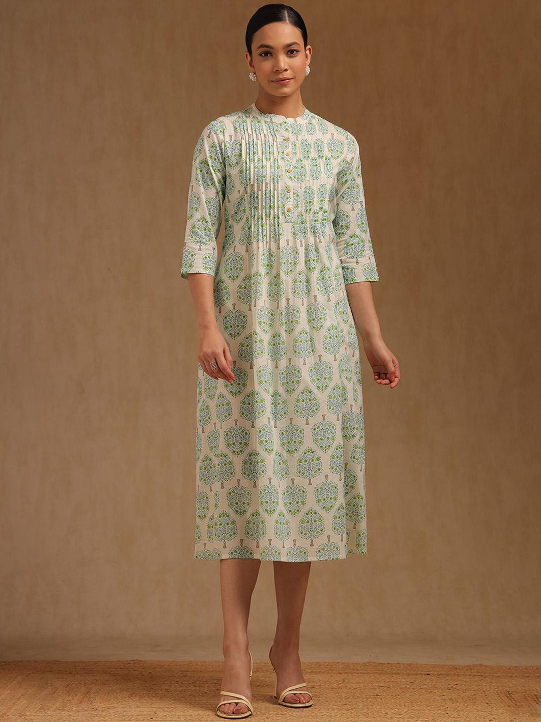 Buy Soch Women Cotton Floral Printed A Line Midi Ethnic Dress - Ethnic ...