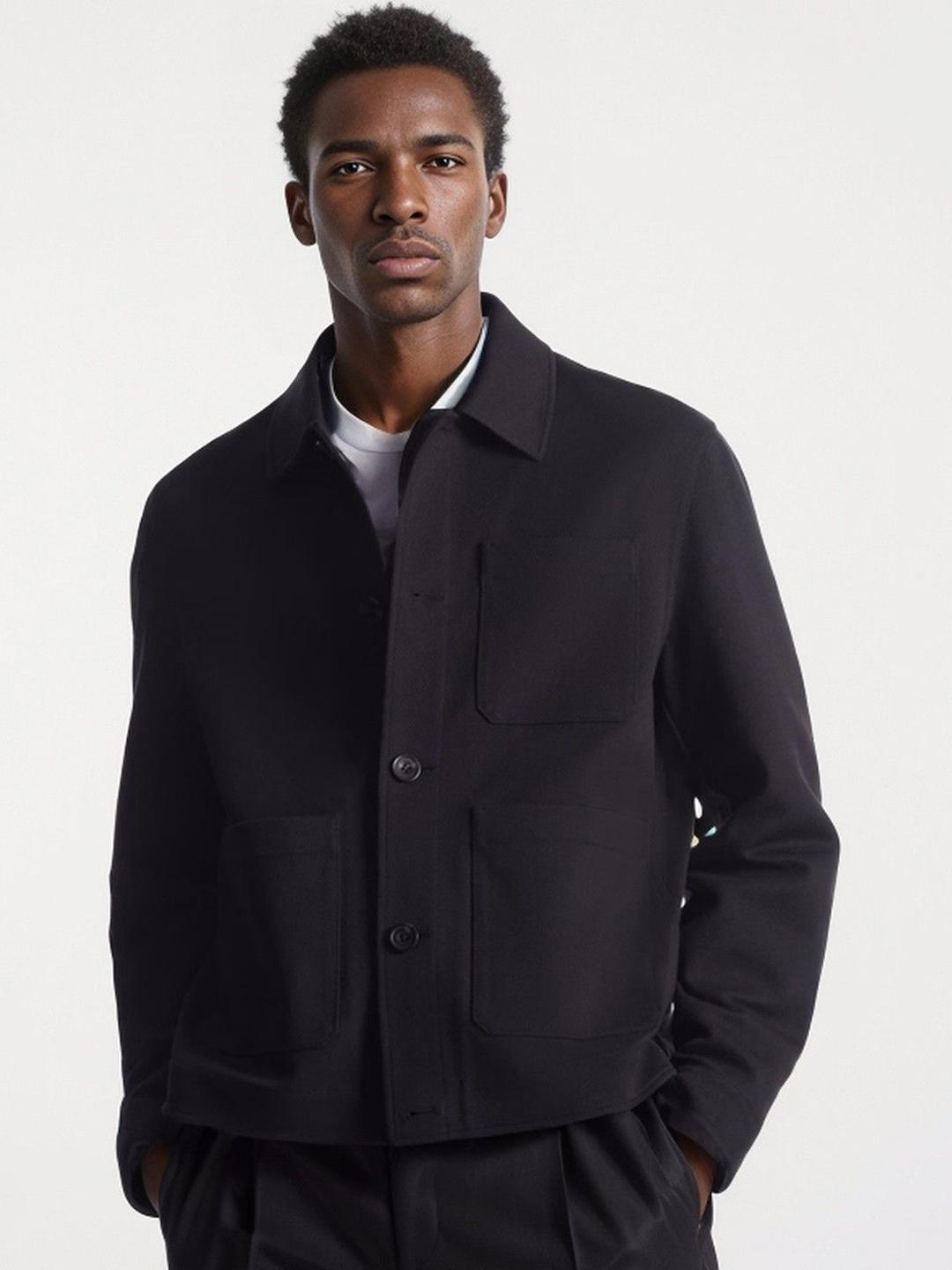 Buy Mast & Harbour Men Spread Collar Solid Shacket - Shackets for Men ...