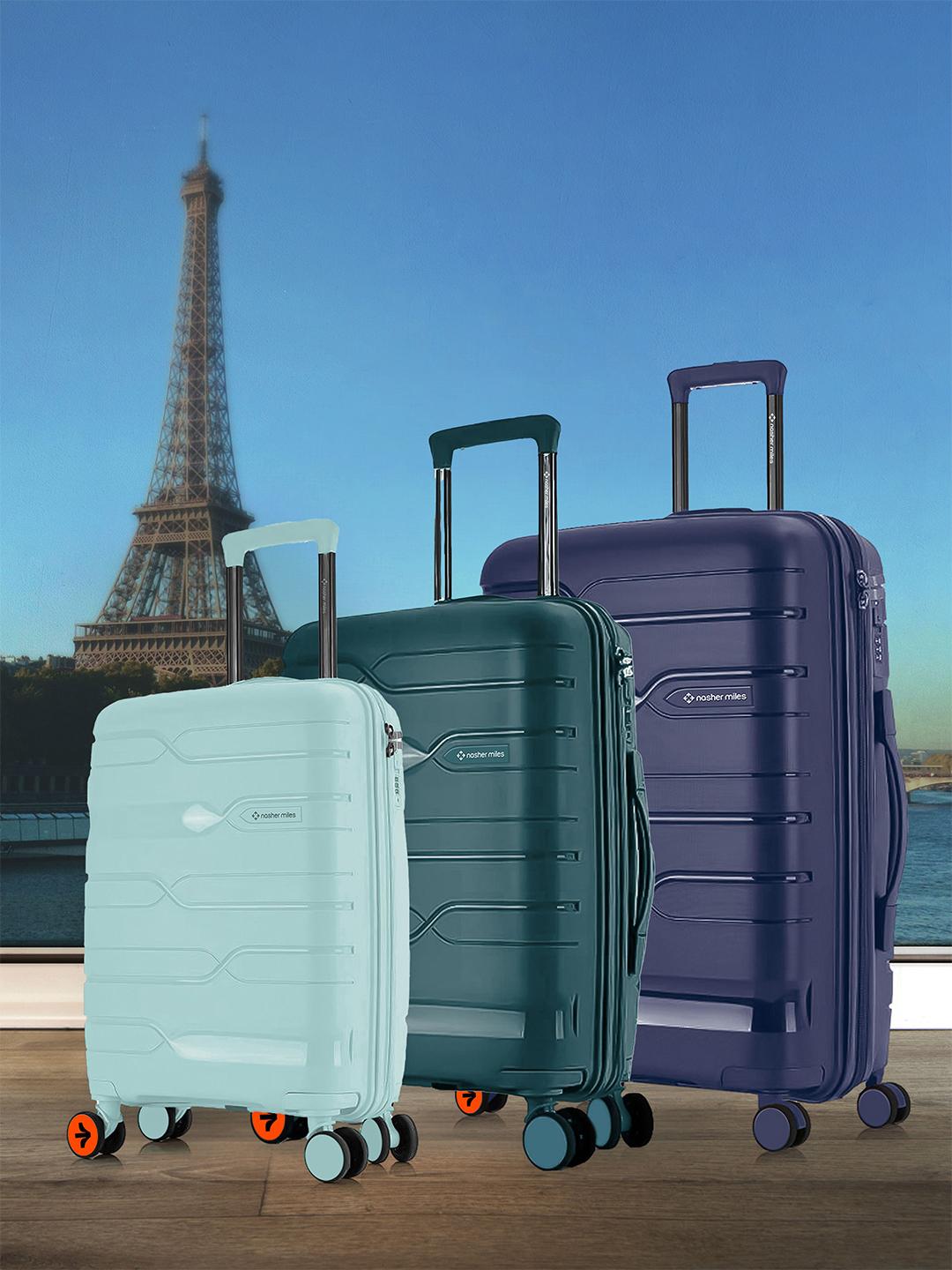 Buy Nasher Miles Paris Unisex Set Of 3 Hard Sided Luggage Trolley Bags ...