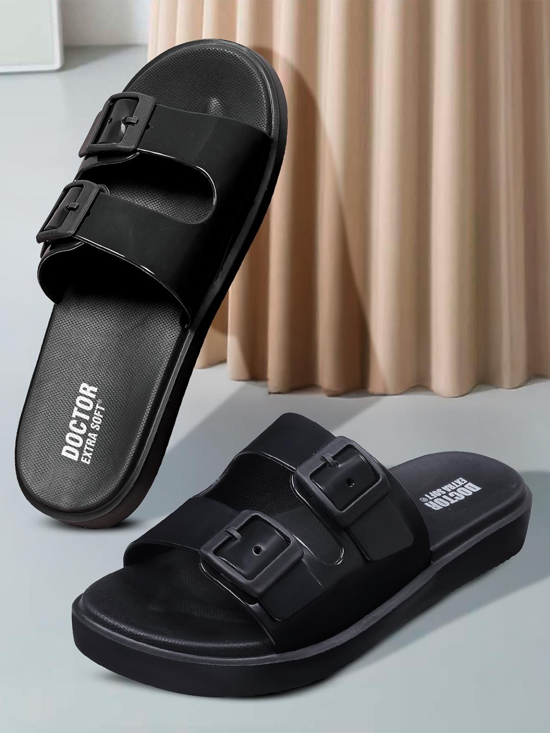 Buy DOCTOR EXTRA SOFT Women Double Buckle Croslite Sliders - Flip Flops ...