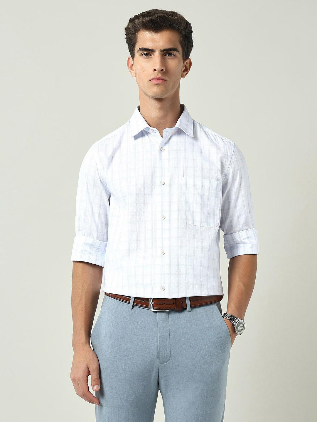 Buy AD By Arvind Men Grid Tattersall Checked Spread Collar Pure Cotton ...
