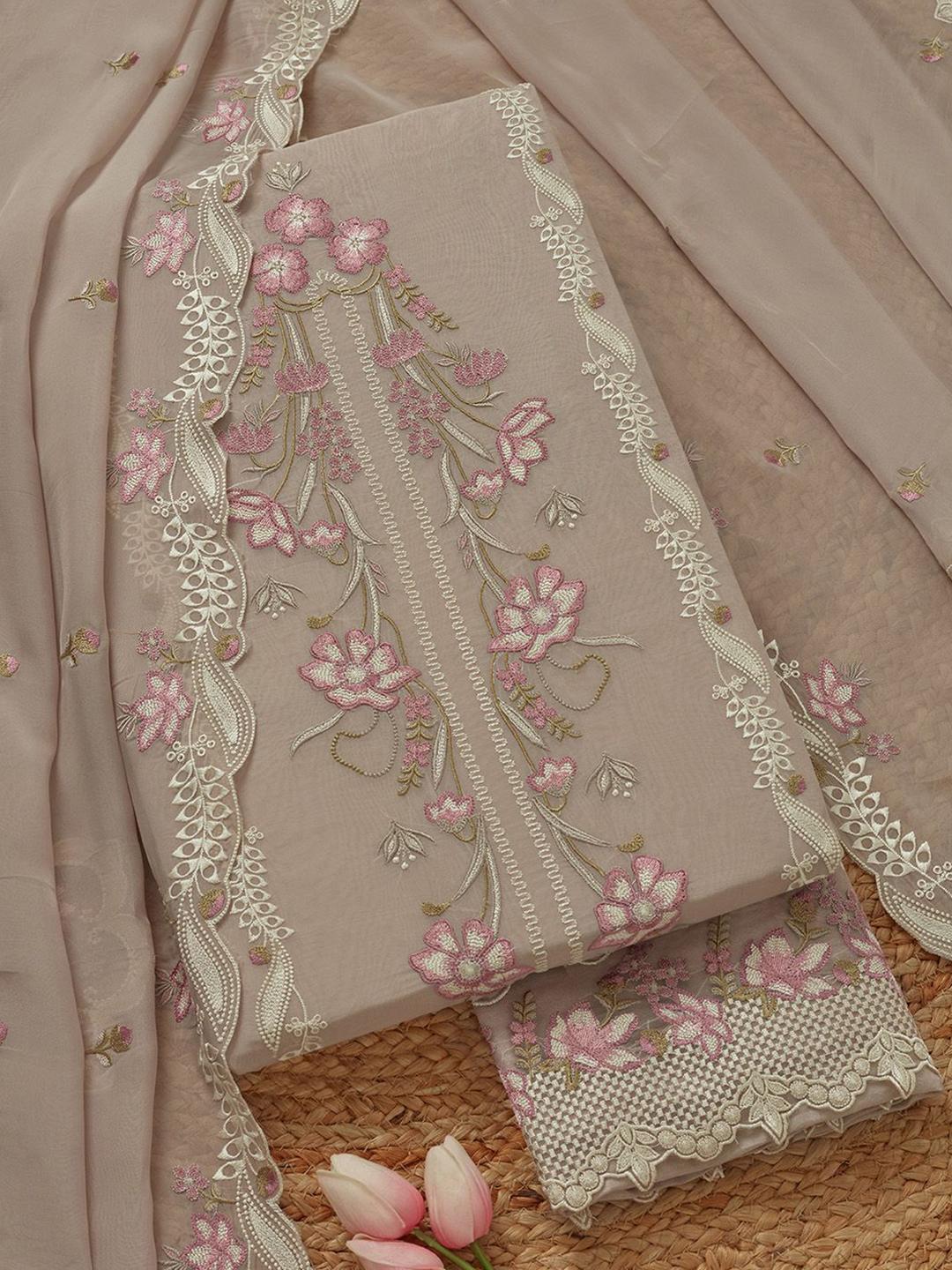 Buy Soch Floral Embroidered With Thread Work Unstitched Dress Material ...
