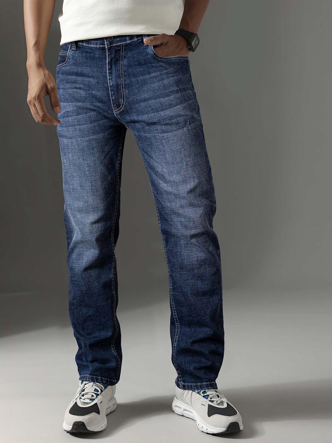 Buy Jb Just BLACK Men Straight Fit Mid Rise Low Distress Light Fade ...