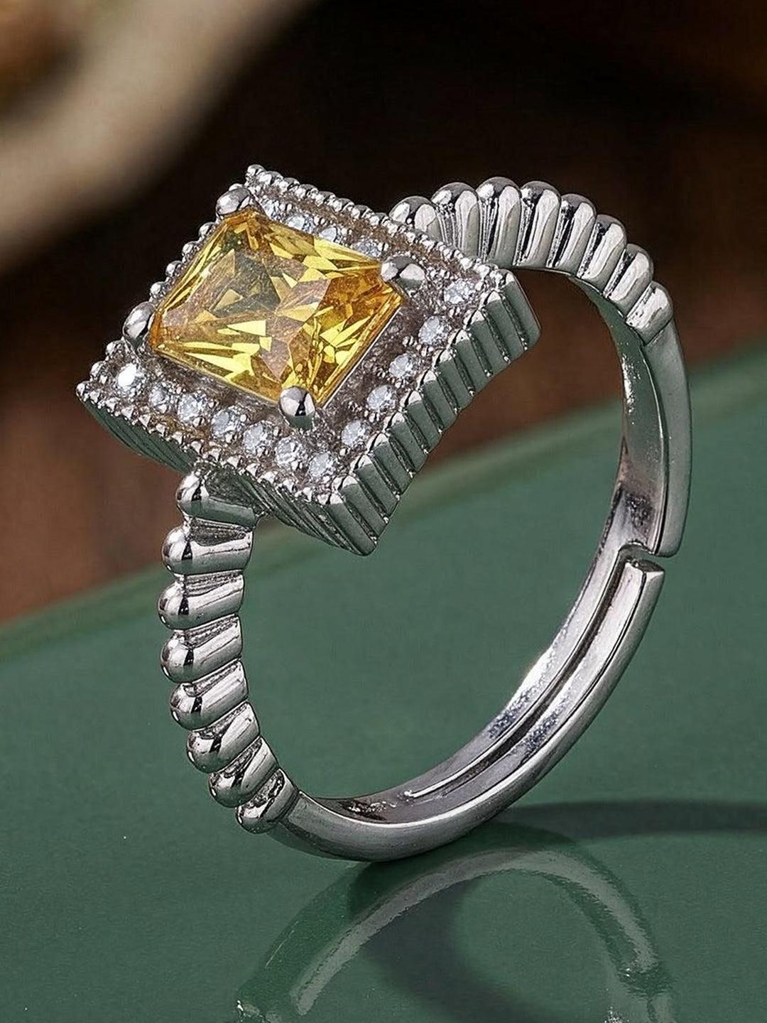 Buy GIVA Women Silver Rhodium Plated Cubic Zirconia Finger Ring - Ring ...