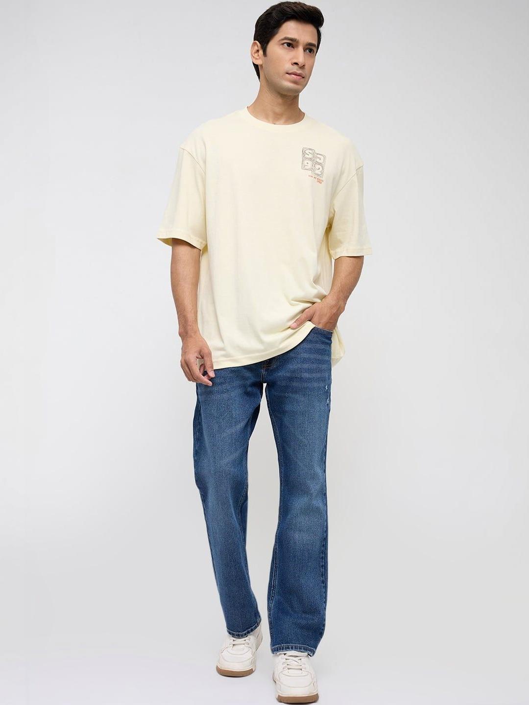 Buy SPYKAR Men Relaxed Fit Mid Rise Mildly Distressed Light Fade Jeans ...