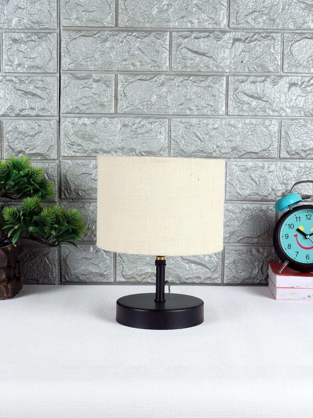 Buy Aura White Textured Wood Contemporary Cylindrical Shaped Table Lamp ...