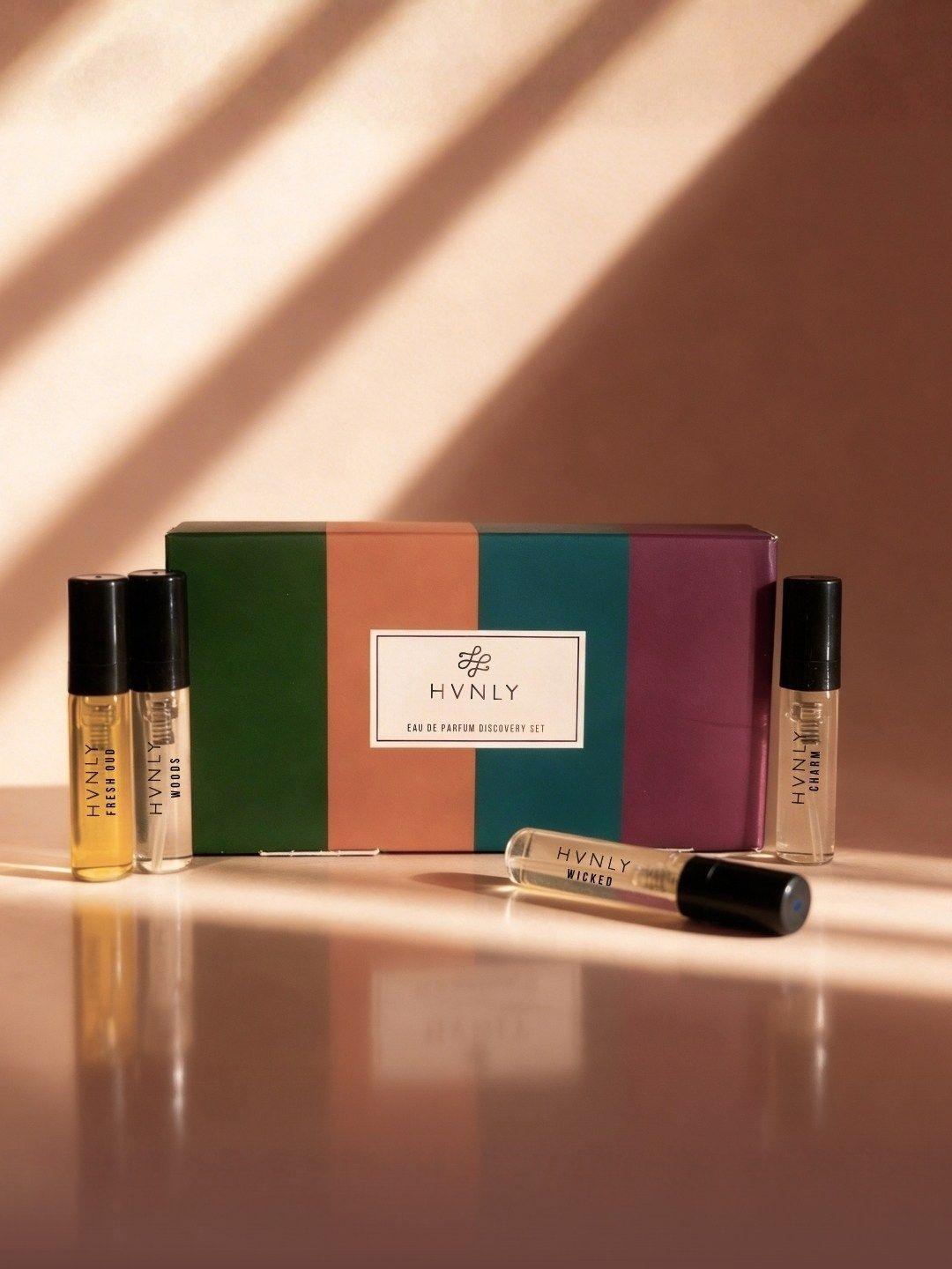 Buy HVNLY Men Set Of 4 Woods Fresh Oud Charm & Wicked Long Lasting Eau ...