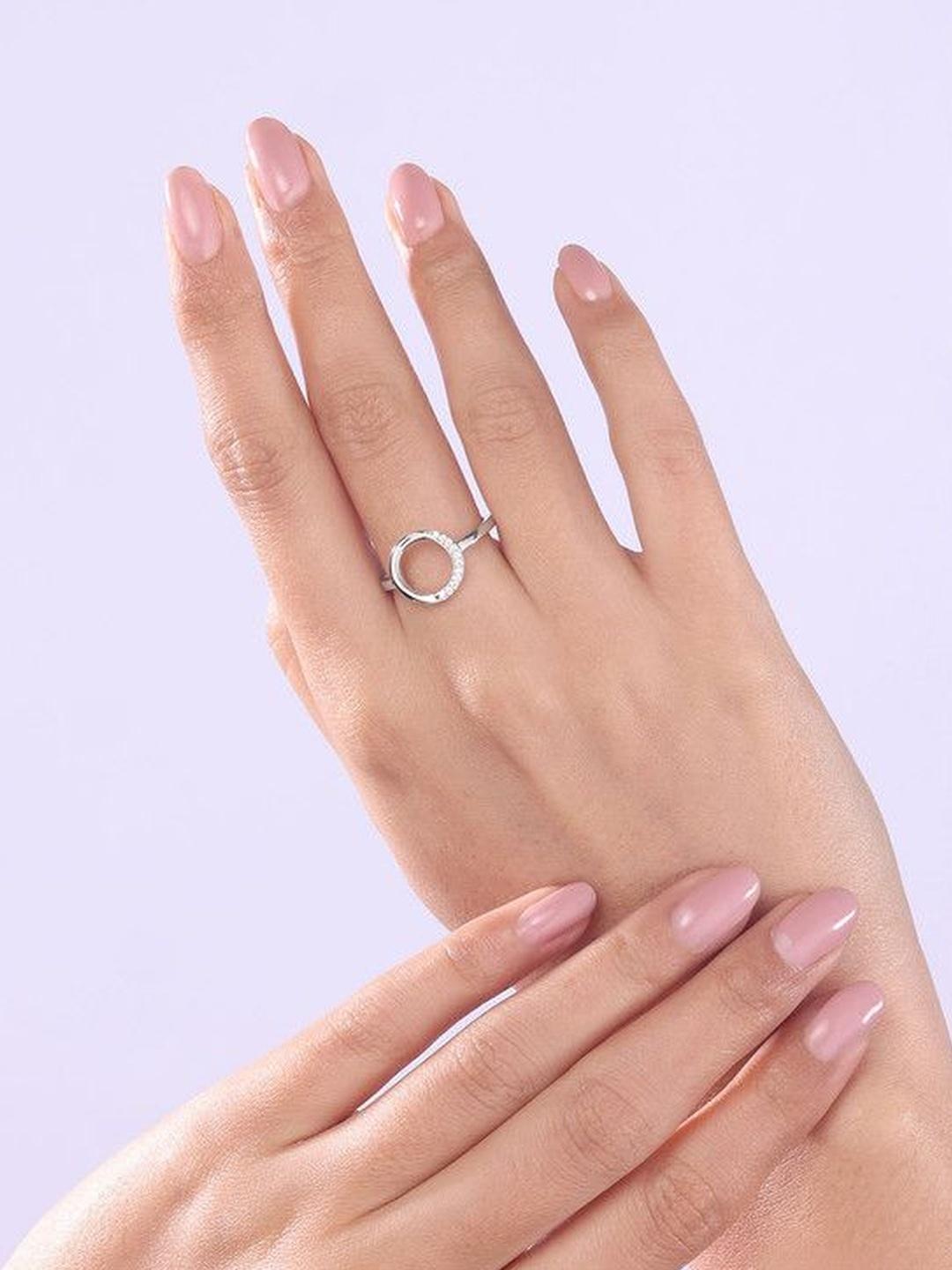 Buy Mia By Tanishq Women Silver Cubic Zirconia Finger Ring - Ring for ...