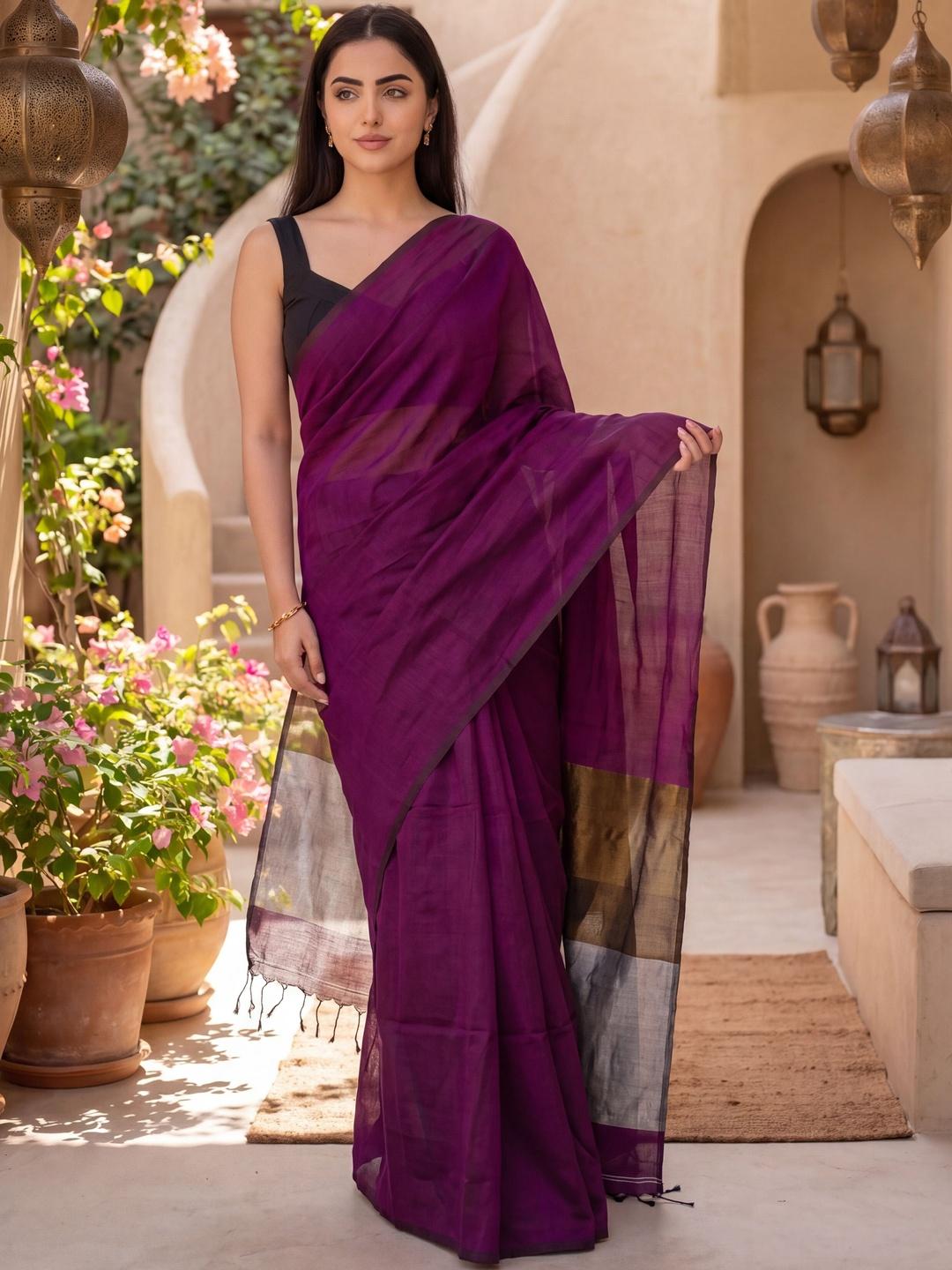 Buy Rasvidha Woven Design Zari Pure Cotton Khadi Saree - Sarees for ...