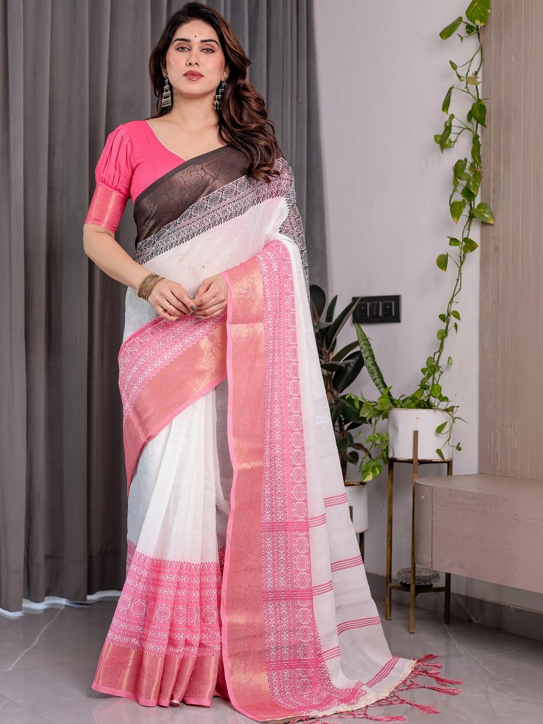 Buy KALINI Woven Design Zari Linen Blend Saree - Sarees for Women ...