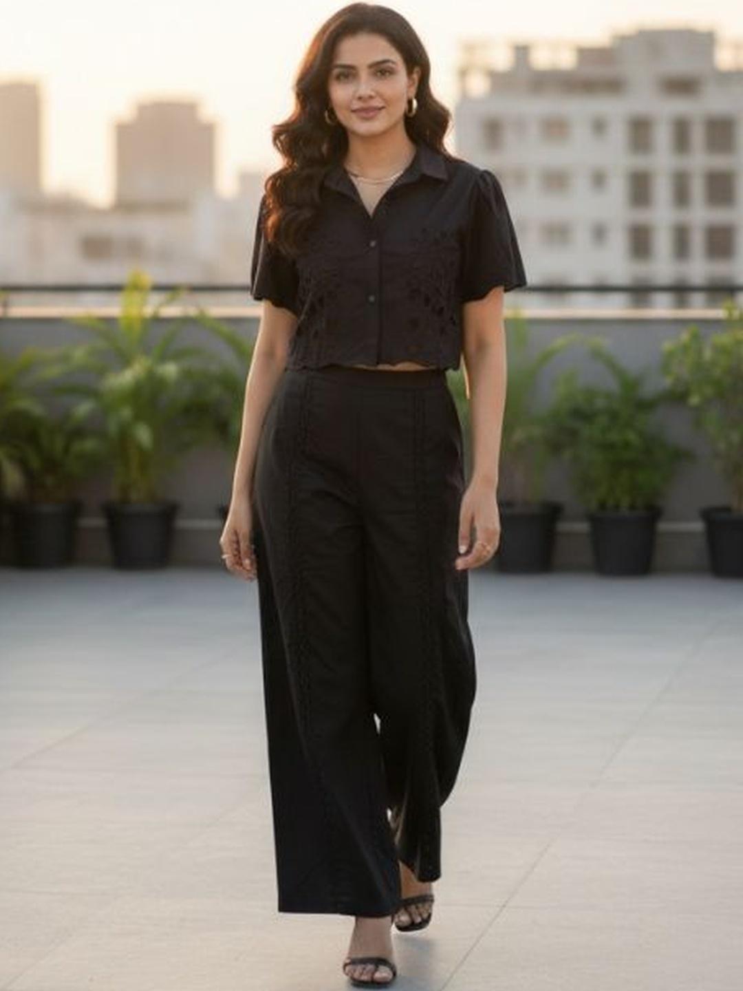 Buy MARC LOUIS Embroidered Shirt With Palazzos - Co Ords for Women ...