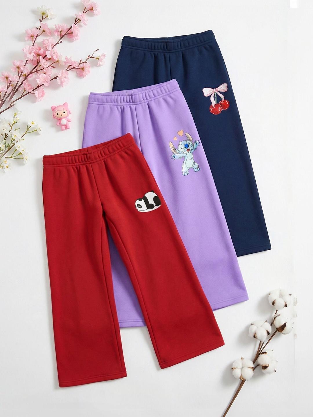 Buy HELLCAT Pack Of 3 Girls Cartoon Print Track Pants - Track Pants for ...