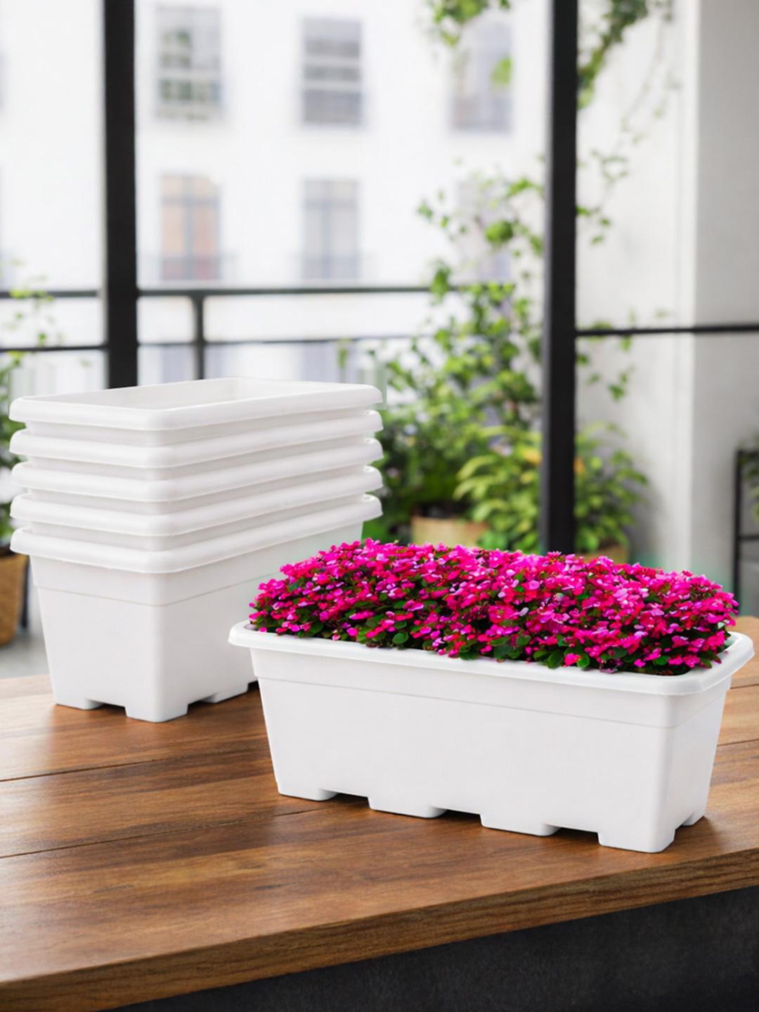 Buy Kuber Industries 6Pcs White Rectangle Shaped Window Planters ...