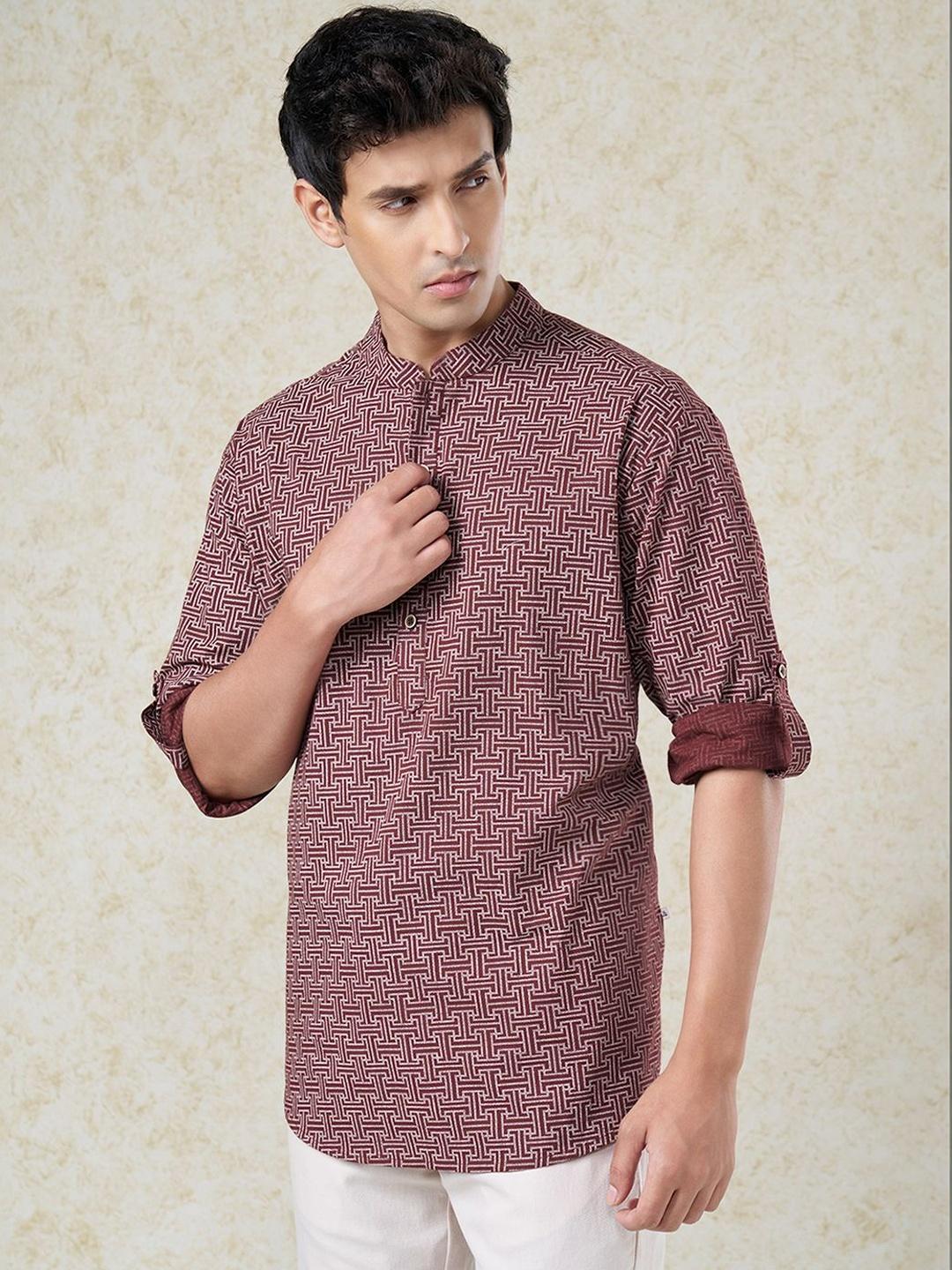 Buy Indus Route By Pantaloons Men Geometric Printed Thread Work Pathani ...