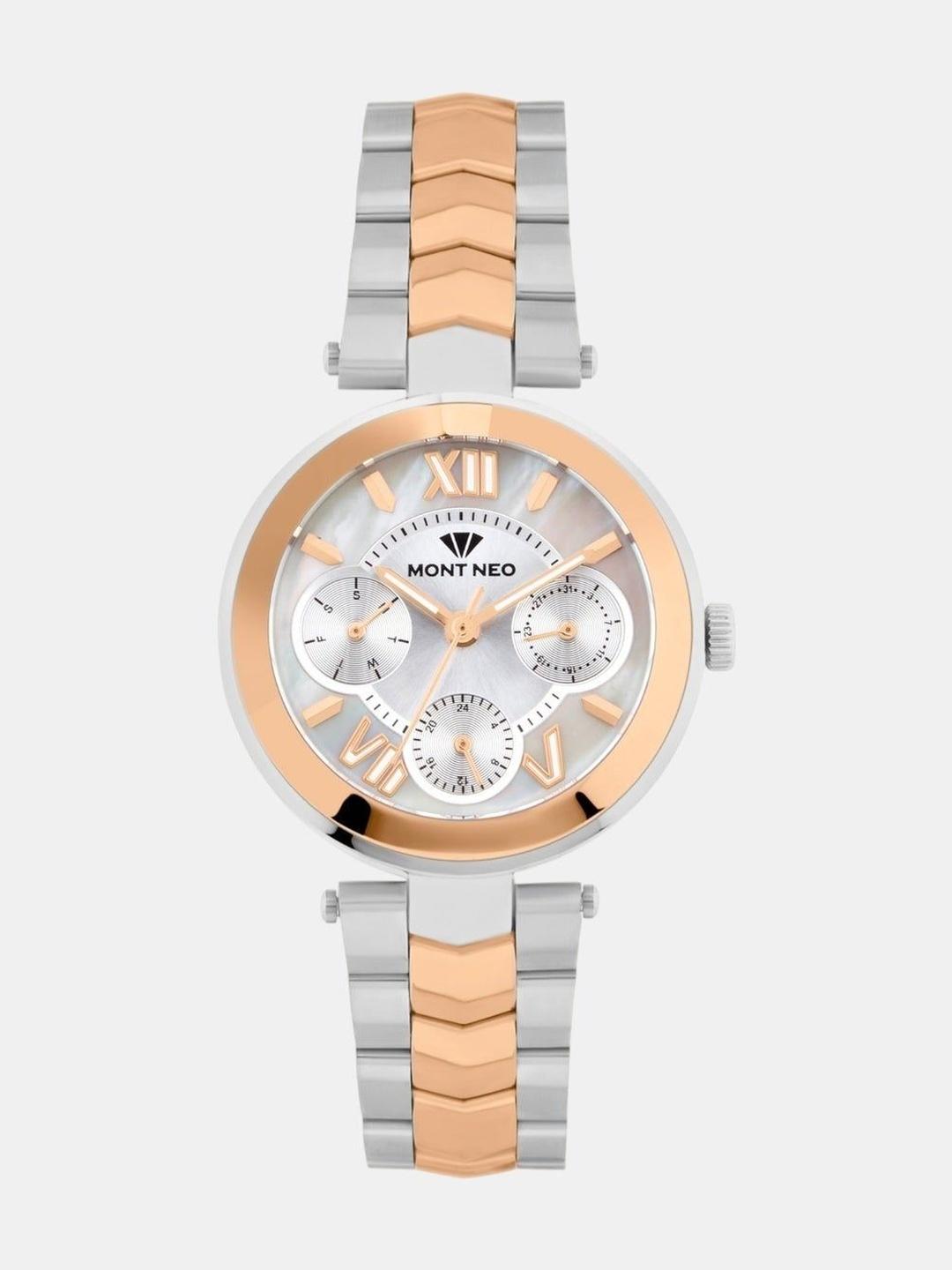 Buy MONT NEO Women Mother Of Pearls Dial & Analogue Date Aperture Watch ...