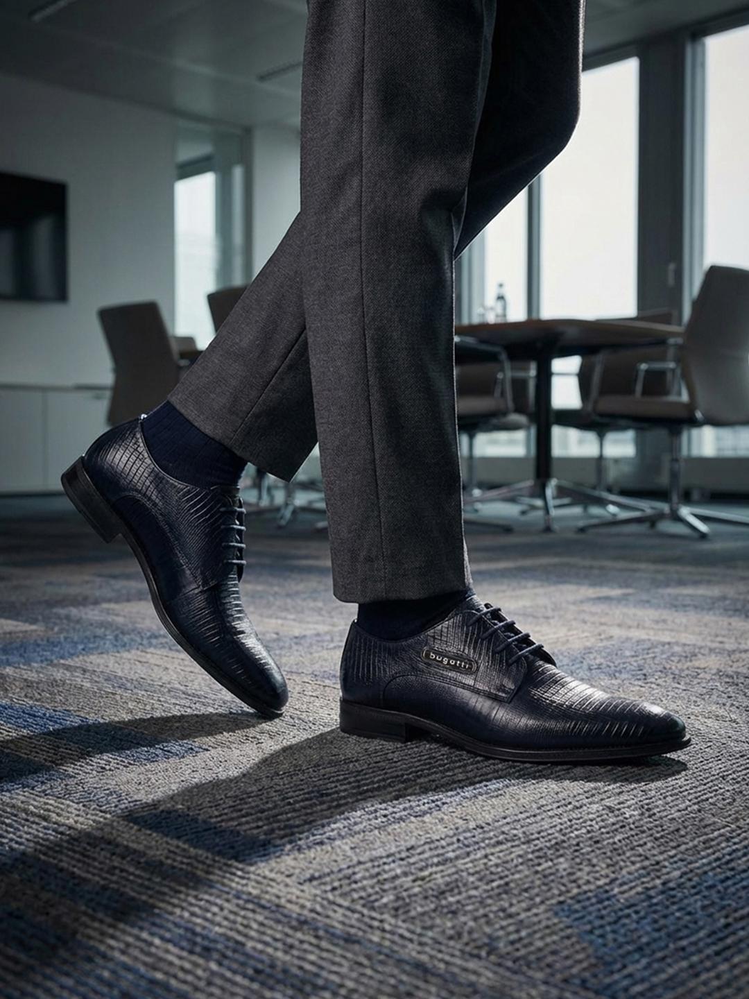 Buy Bugatti Zavinio Men Textured Leather Formal Derbys - Formal Shoes ...