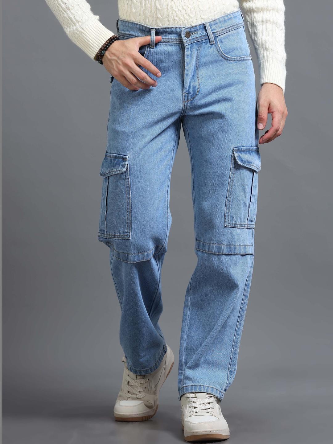 Buy The Roadster Lifestyle Co. Men Clean Look Baggy Fit Cargo Jeans ...