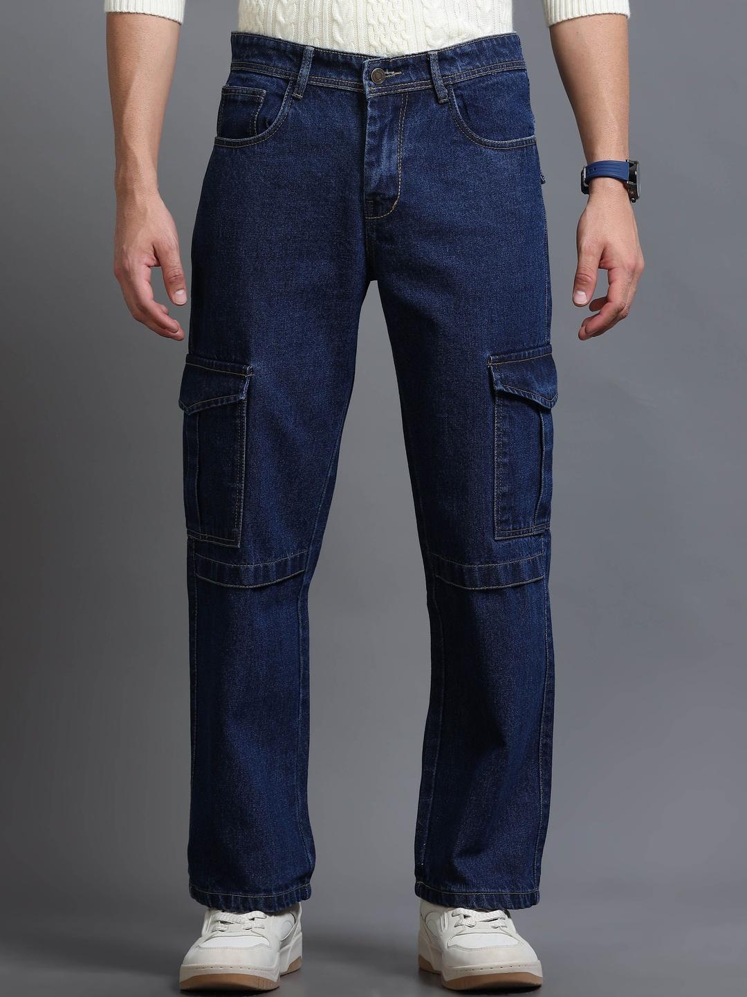 Buy The Roadster Lifestyle Co. Men Clean Look Baggy Fit Cargo Jeans ...