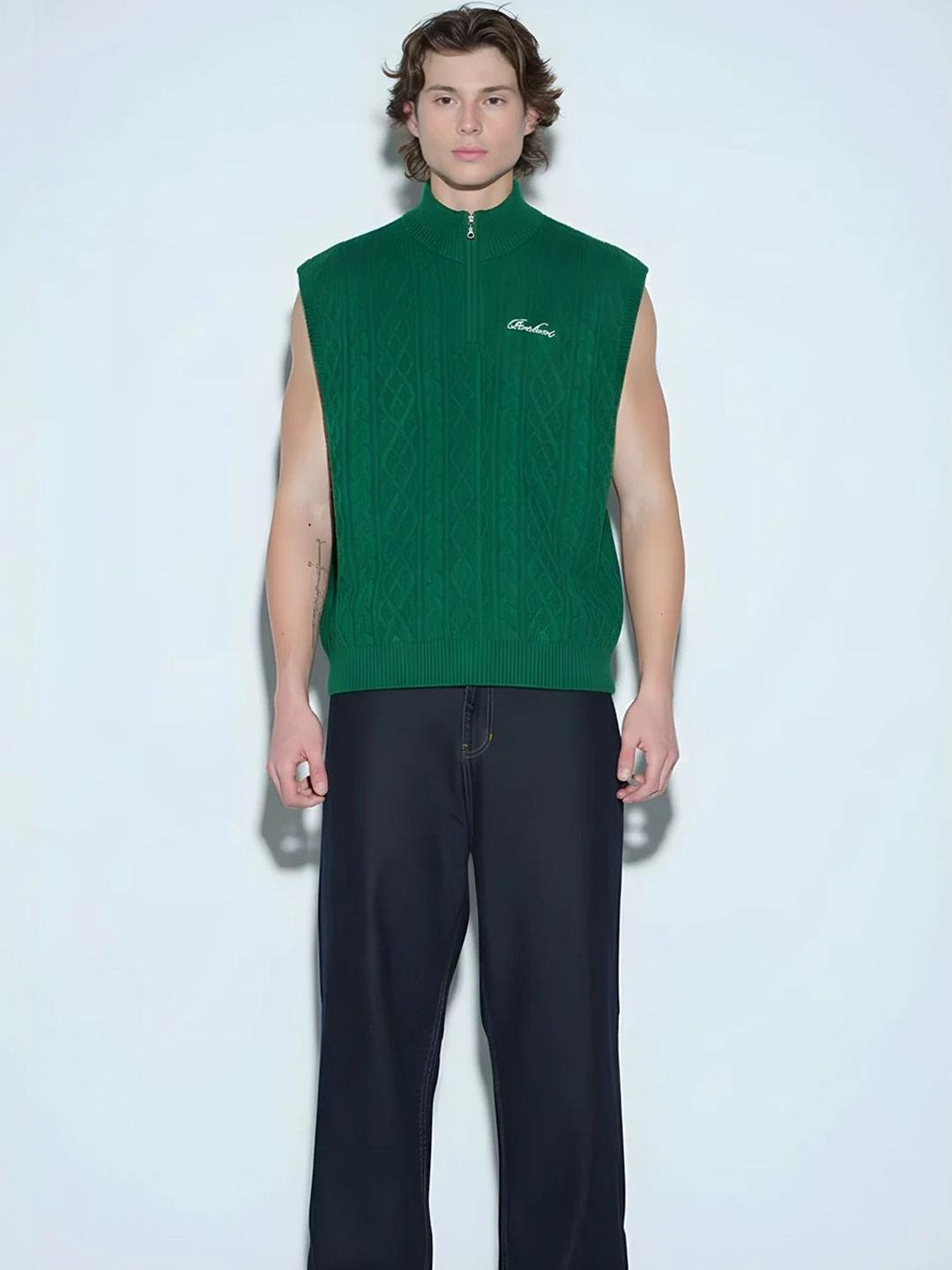 Buy Bonkers Corner Alpine Moss Cable Knit Vest - Tshirts for Men ...
