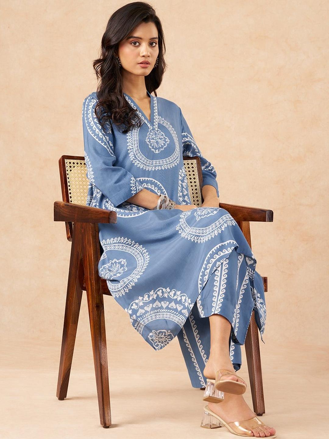 Buy Marigold Lane Women Ethnic Motifs Printed Regular Kurta With ...