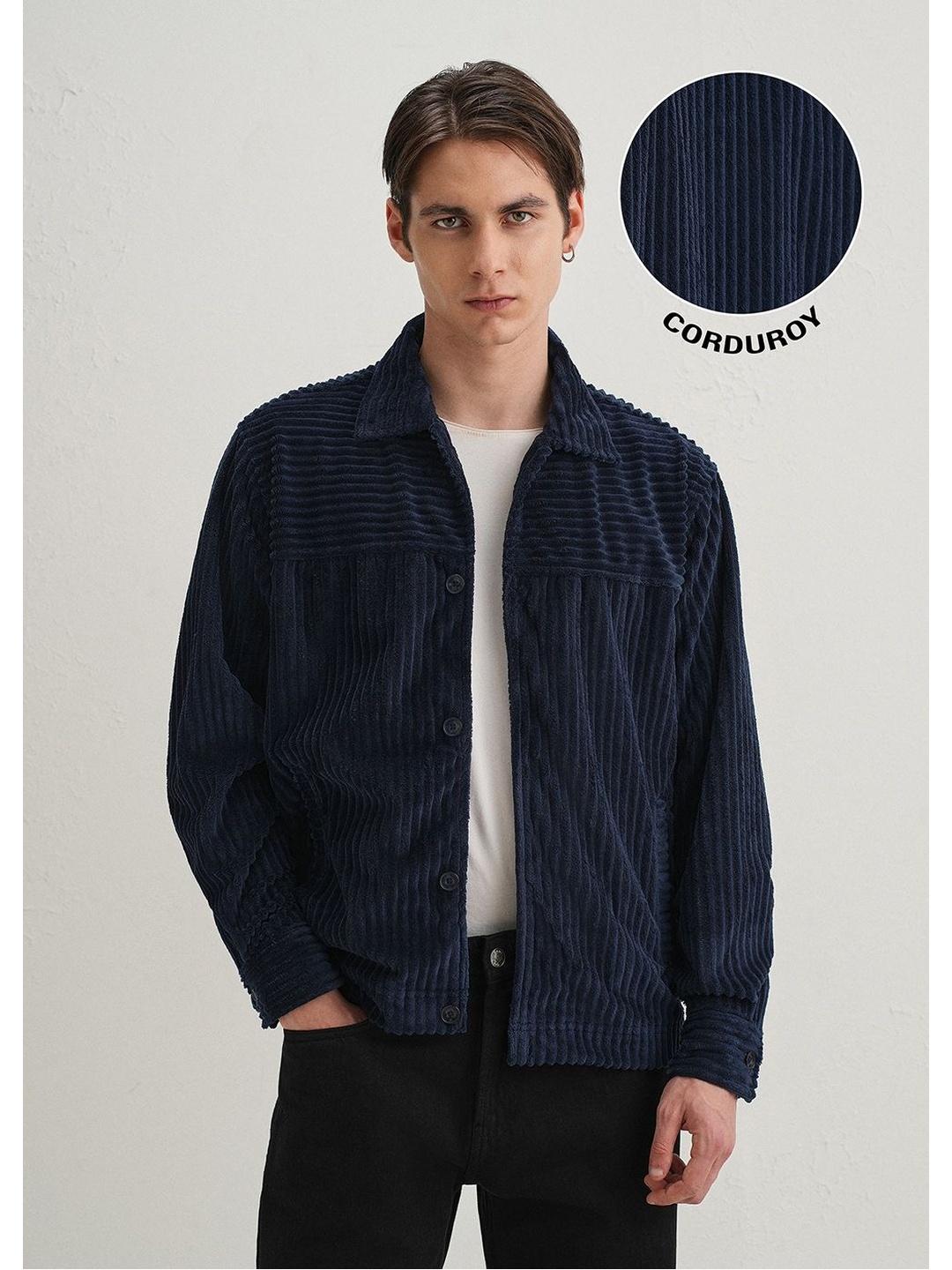 Buy Banana Club Spread Collar Corduroy Shacket - Shackets for Men ...