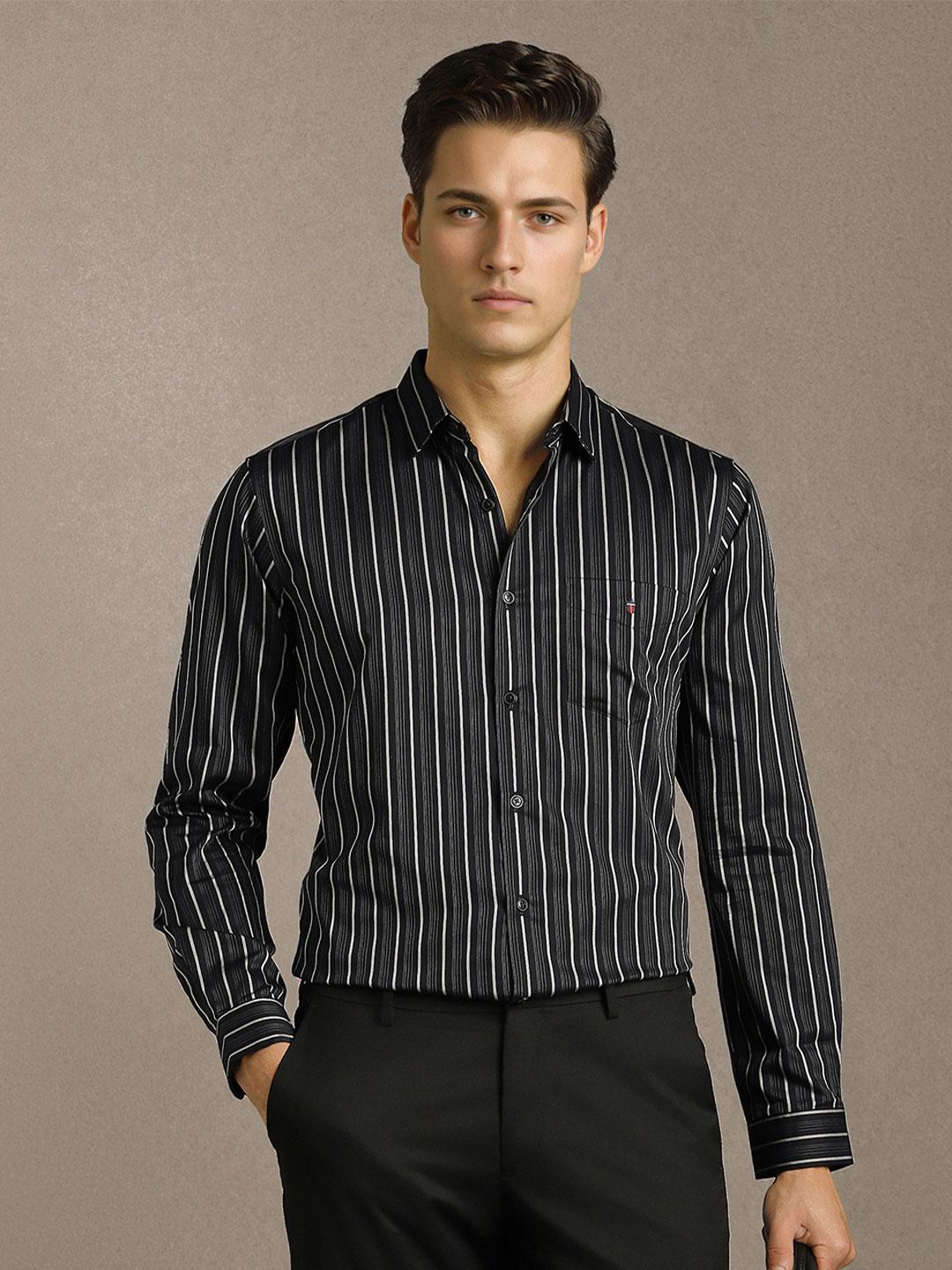 Buy Louis Philippe Sport Men Cotton Slim Fit Vertical Stripes Casual ...