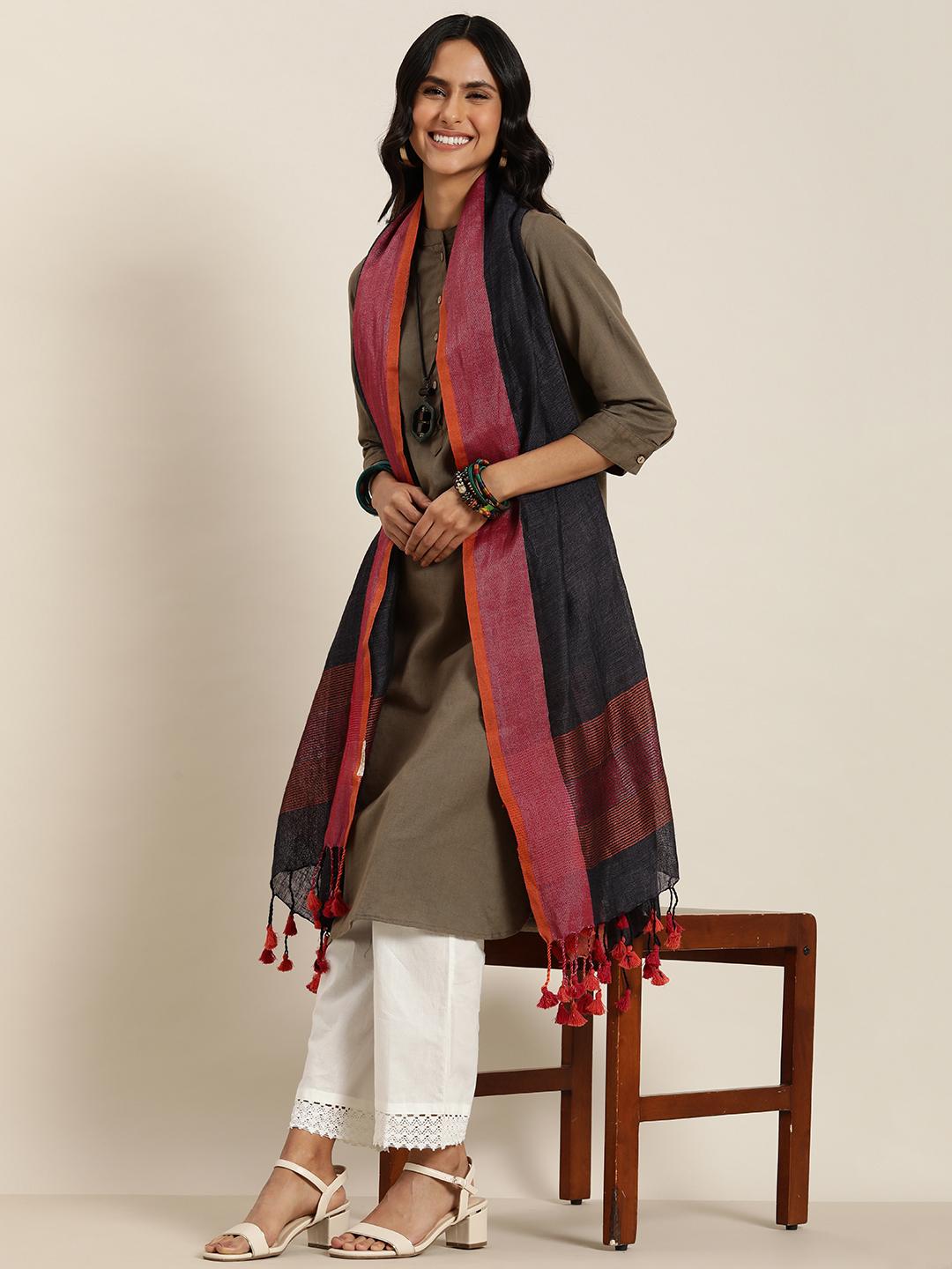 Buy Taavi Linen Handloom Dupatta With Zari - Dupatta for Women 24555676 ...