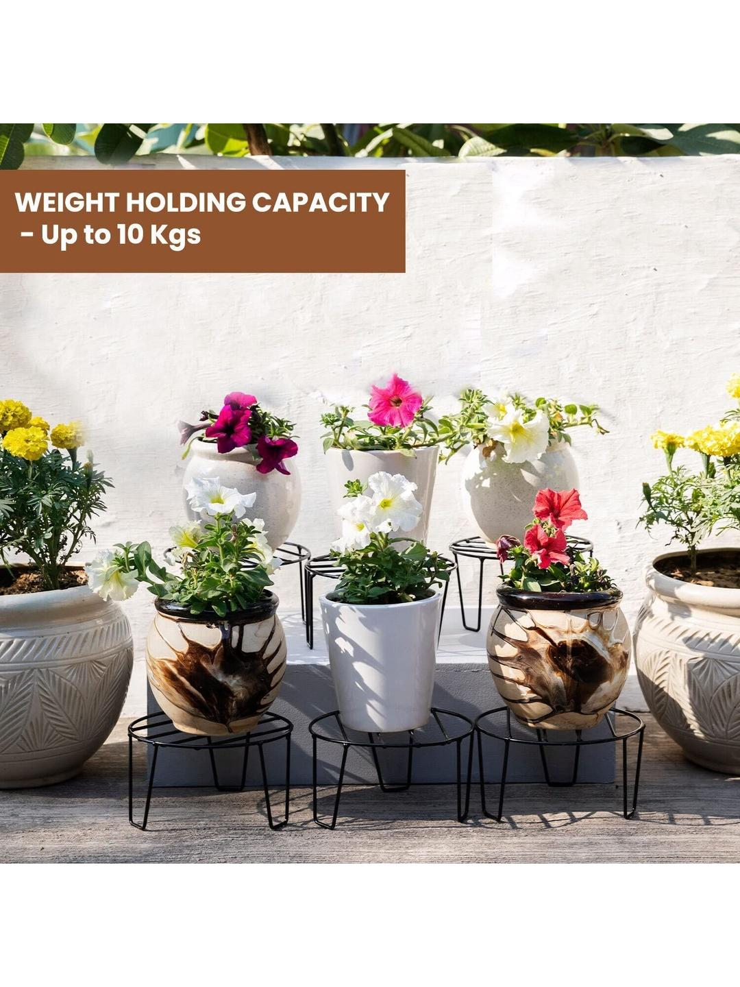 Buy INDUS GLOBAL IMPEX 4Pcs Black Textured Metal Planter Stands ...
