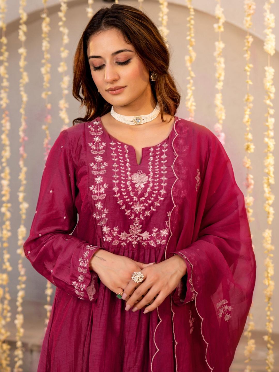 Buy Royal Export Women Ethnic Motifs Embroidered Panelled Thread Work ...