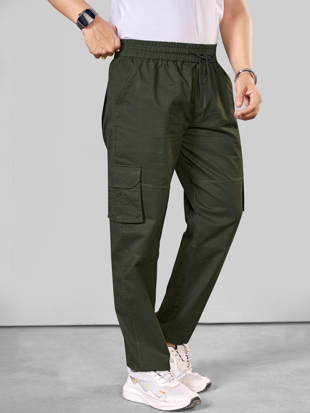 Buy CHARLOTTE GRACIOUS Men Comfort High Rise Easy Wash Cargos Trousers ...